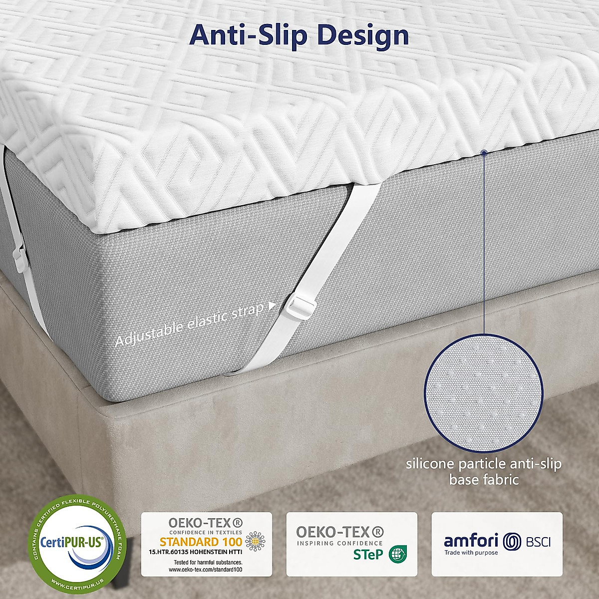zibroges Memory Foam Mattress Topper - 3 Inch Gel Mattress Pad for Pressure Relief, Premium Soft Cooling Sleep Bed Topper, Non-Slip Design with Removable & Washable Cover, CertiPUR-US Certified, Twin