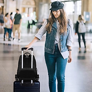 LUXEORIA Genuine Leather Backpack for Men and Women, Minimalistic Backpack, Handmade Retro Style 15.6" Laptop Bag, Daypack with Utility Pockets & Trolley Sleeve - Black