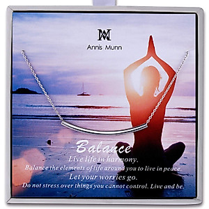 AM ANNIS MUNN Balance Tube Bar Necklace - 925 Sterling Silver Bar Pendant Necklace Simple Charm Womens Jewelry Necklace Birthday Gifts for Women Her