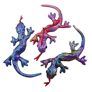 Set of 3 - Lizard Sand Filled Animal Toy - Heavy Weighted Sandbag Animal Plush Bean Bag Toss - Shimmering Glitter Gecko Sensory, Stress, Fidget Toy ADHD Special Needs Soothing