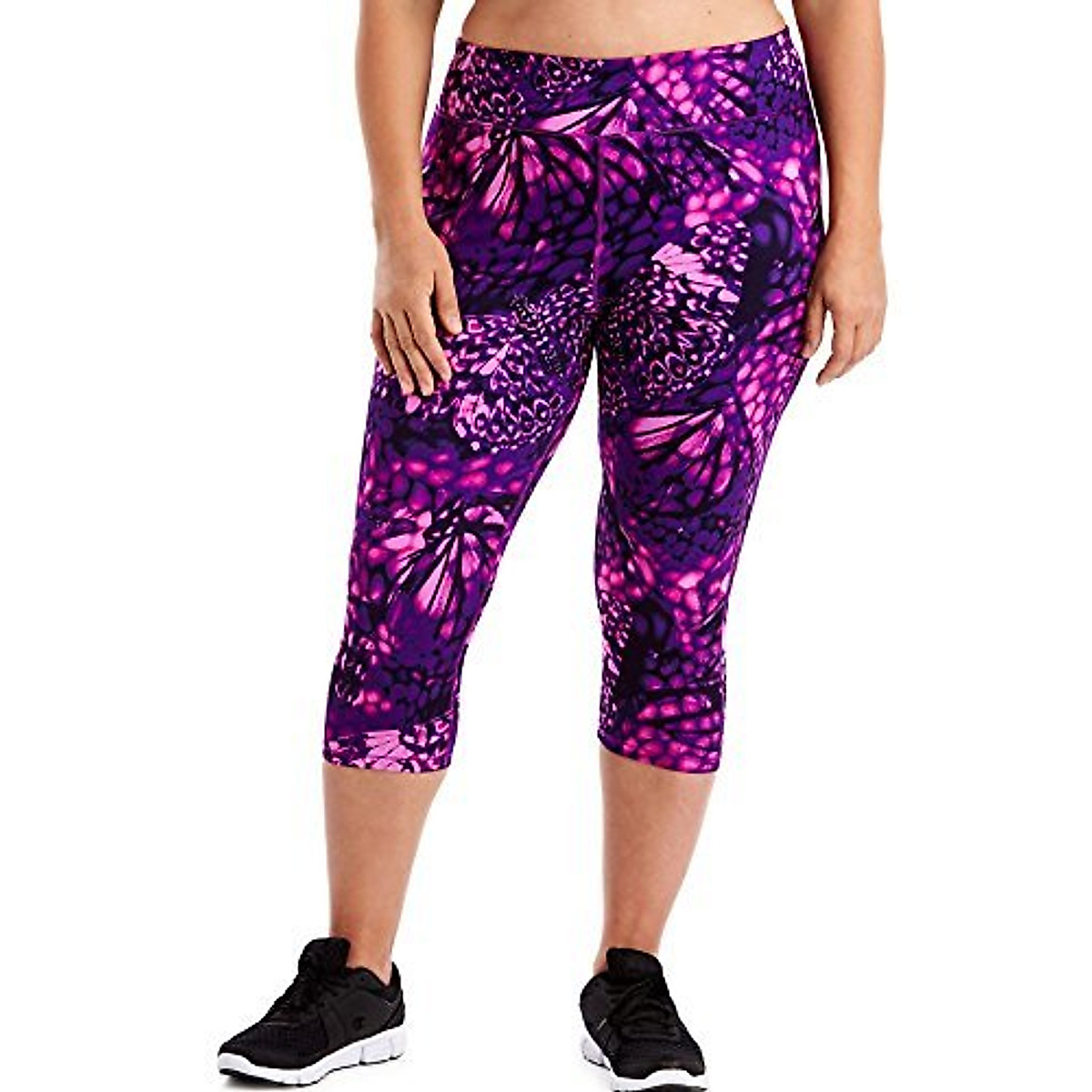 Just My Size Women's Plus Size Active Stretch Capri, Wingspan Plum Dream, 4X