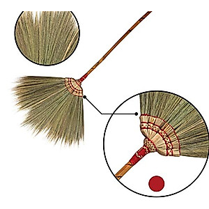 38" Thailanf Natural Grass Broom Bamboo Stick Handle for Sweeping Dirt, Dust, Garbage, Debris