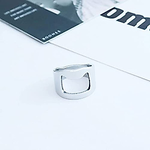 HUASAI Bottle Opener Ring for Men Bar Versatile Stainless Steel Ring for Party（Bottle Opener Ring 6）