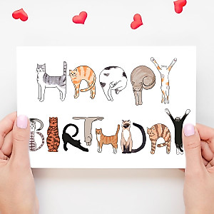 Bhiosng Happy Birthday Card for Cat Lover, Funny Cats Birthday Cards for Men Women, Cute Cat Owner Birthday Gift From Cat, Humor Cat Birthday Gift Card For Dad Mom Brother Sister Cat Lover