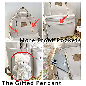 Lovely Accessories School Bag Kawaii Aesthetic Cute Back to School Backpack for Girls and Boys in 5 Colors (Black)