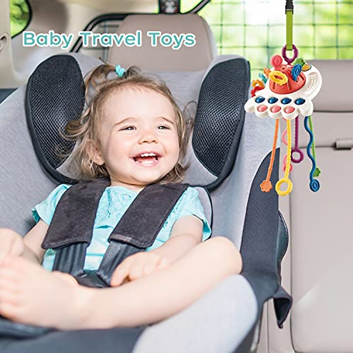 Oueyes Montessori Toys for Babies 6-12 Months Baby Sensory Toys Teething Toys 12-18 Months Pull String Activity Toys Sensory Toys for Toddlers 1-3 Travel Toys for 1 Year Old Baby Girl Boy Gifts