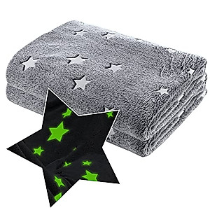 Glow in The Dark Blanket 50" x 60" Throw Blanket Gifts for Kids Boys Soft Plush Microfiber Flannel Blanket for Kids and Adults (Grey - Star, 50"×60")