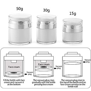 Cream Jar Vacuum Bottle,Airless Pump Jar Bottles Portable Lotion Dispenser,Travel Containers for Lotions and Creams Refillable Cosmetic Container (2PCS 15ml)