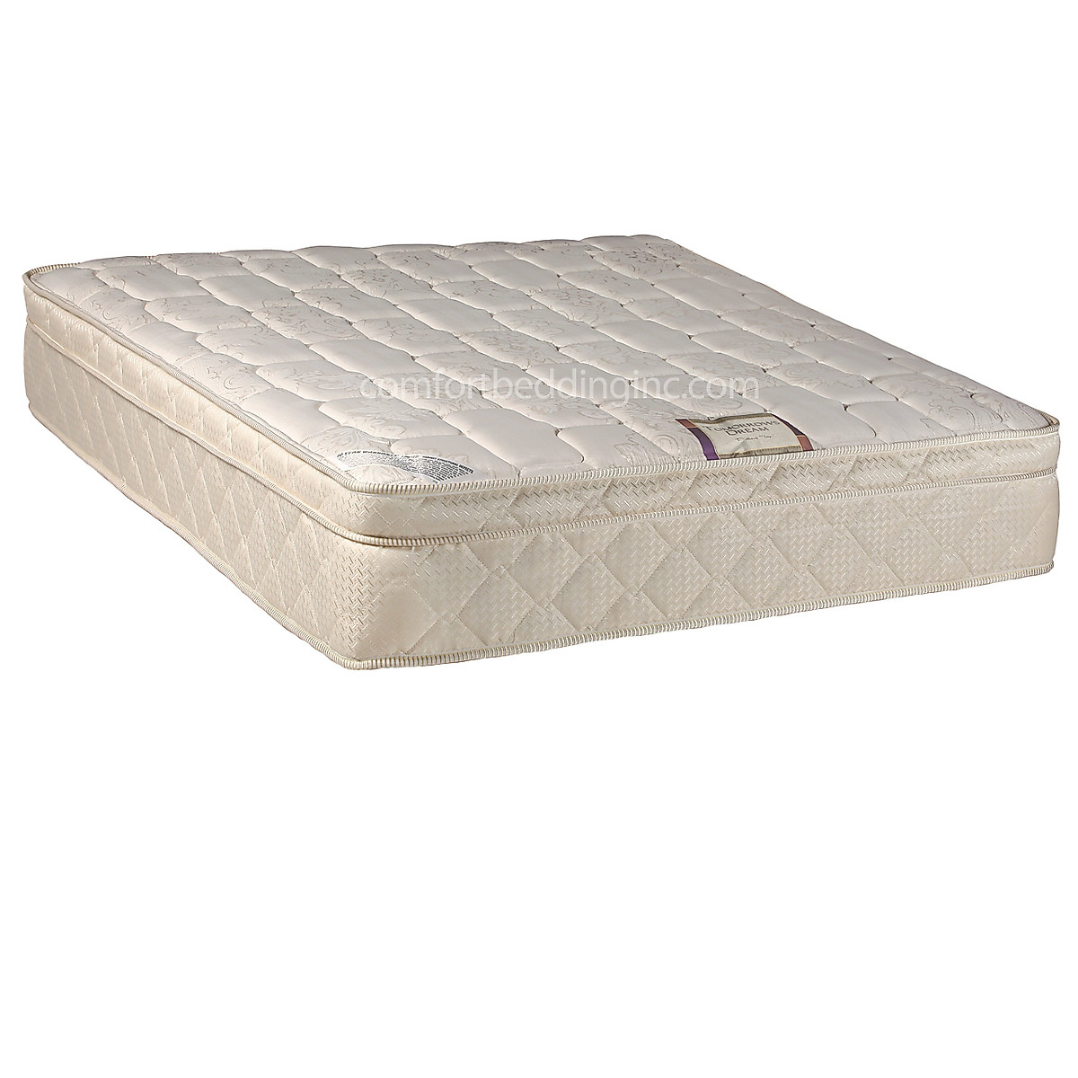Continental Sleep Eurotop Pillowtop Innerspring Mattress and 8" Wood Boxspring/Foundation Set, Full, Gold