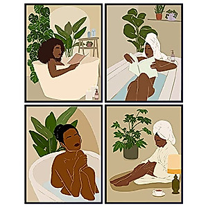 Woman Bathroom Wall Art & Decor - Bath Wall Decor - Powder room Decor for Women - Mid-century modern Bathroom Wall Decor - Luxury Minimalism Abstract art - Restroom Aesthetics Poster Set UNFRAMED 8x10