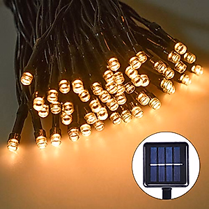 Solar String Lights Outdoor, 2 Pack 100 Led Outdoor Solar Christmas Lights, 8-Modes Waterproof Fairy Lights for Christmas, Gardens, Wedding, Party Decoration (Warm White)