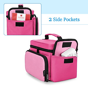 LoDrid Carrying Case Compatible with Toniebox, Portable Bag with Shoulder Strap for Audio Player Starter Set, Headphones Charging Station Storage, Rose Red (Bag Only)(Patent Design)