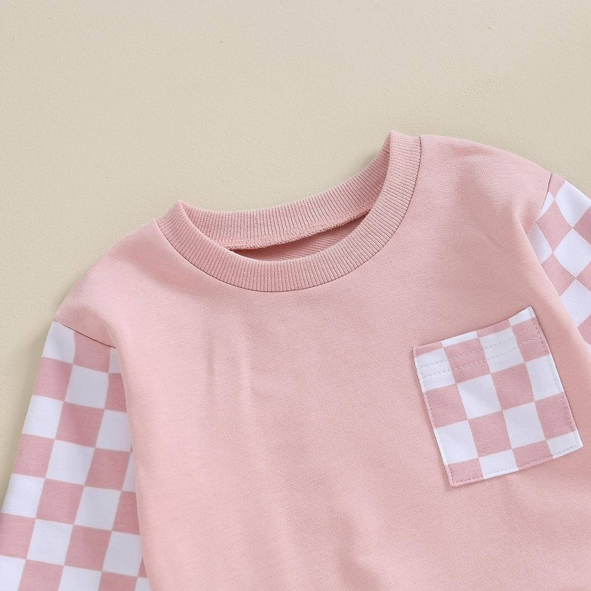 BeQeuewll Baby Girl Clothes Fall Winter Outfits Long Sleeve Sweatsuit Checkboard Sweatshirt and Pants Toddler Infant Clothing (pink, 12-18 Months)