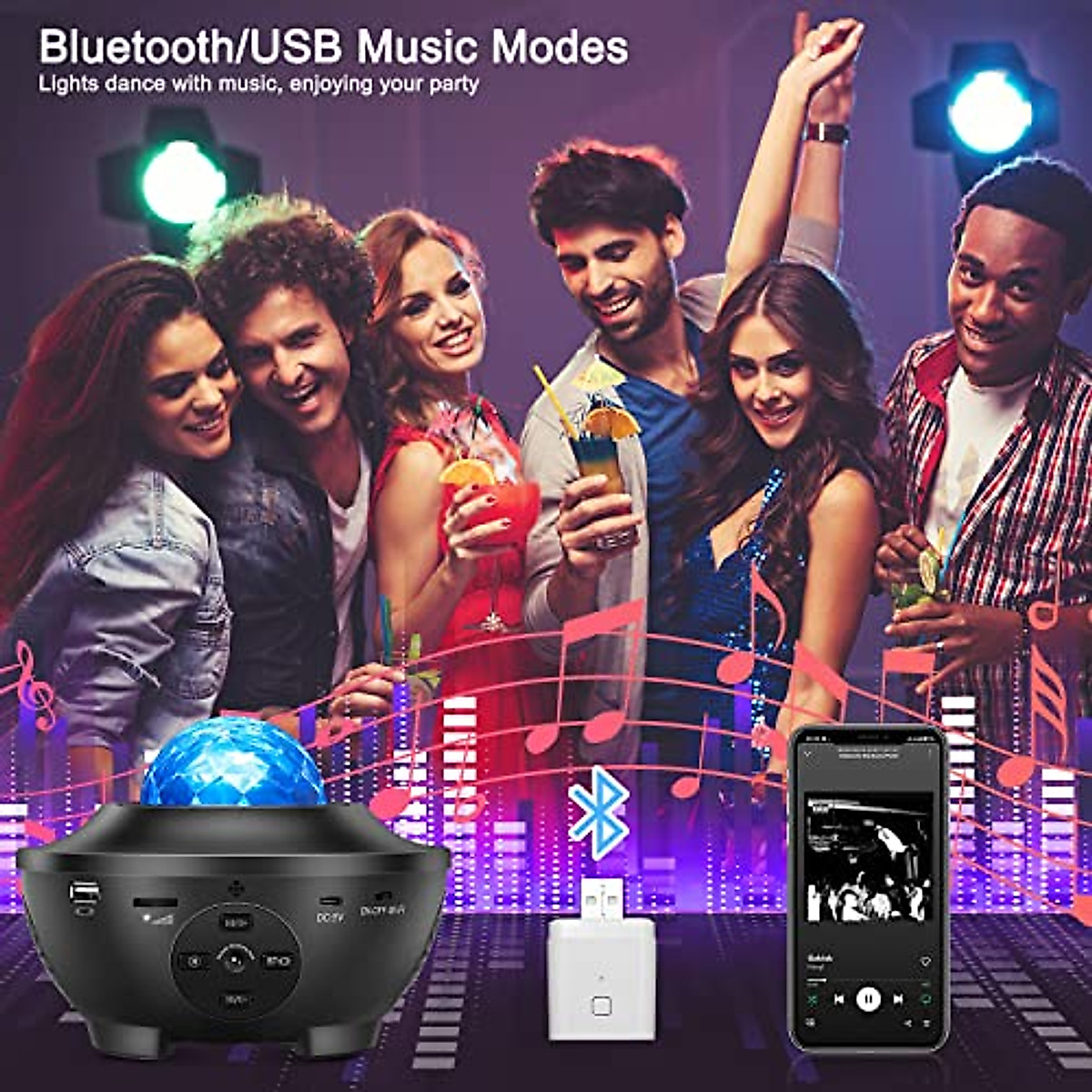 OurLeeme Galaxy Projector - Star Projector Night Light with Music Speaker Surport APP and Voice Control Ceiling Projector Lights for Bedroom - Work with Alexa & Google Assistant
