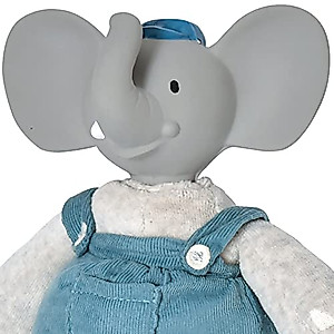 Tikiri Toys Alvin The Elephant Plush Toy with Organic Natural Rubber Head, Ages 6 Months & Up