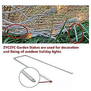 10 PCS 8 Inch Garden Stakes 4MM Diameter Heavy-Duty Landscape Staples with 10PCS Black Pad Rust Resistant U-Shaped Galvanized Garden Stakes for Installation of Turf Ground Plant Stakes