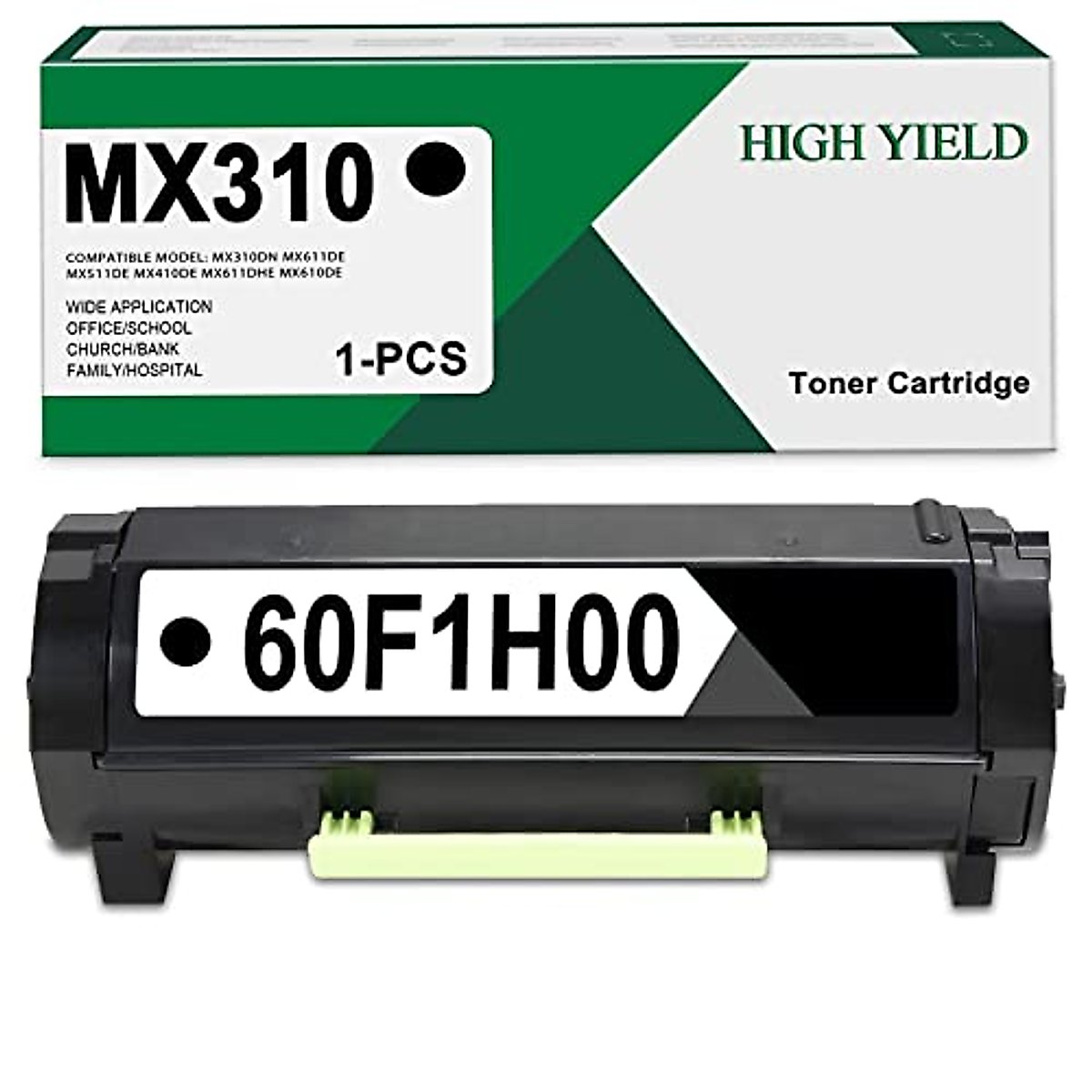1 Pack 601H 60F1H00 High Yield Return Program Toner Cartridge Black MX310 Compatible Replacement for Lexmark MX310dn MX611de MX511de MX410de MX611dhe MX610de Printer Toner