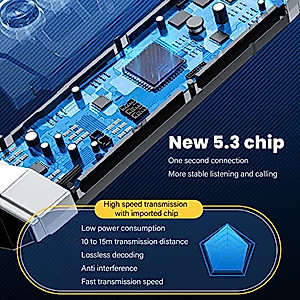 Yunseity Bluetooth Neckband Headset, HiFi Stereo Noise Canceling Wireless Earbuds, Waterproof Sports Headphones with Crystal Clear Calls, Lightweight & Flexible for Workout