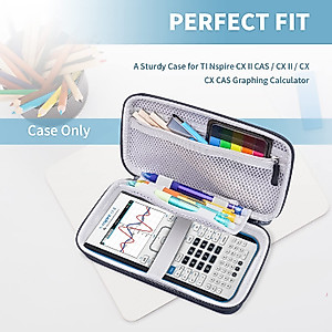 HESPLUS Graphing Calculator Carrying Case for Texas Instruments TI-Nspire CX II CAS/TI-Nspire CX II/TI-84 Plus CE/TI-Nspire CX/TI Nspire CX CAS Graphing Calculator, Extra Pocket for Charger USB Cables