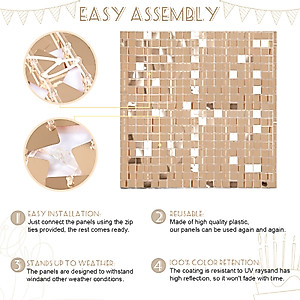 Champagne Shimmer Wall Backdrop Shimmer Panels Sequin Backdrop 36PCS Glitter Party Backdrop for Birthday Wedding Anniversary Engagement Baby Shower & Bachelorette Decorations Party