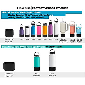 Flaskars Protective Silicone Boot for 12oz - 40 oz Hydro Sport Water Bottles Flask Anti-Slip Bottom Sleeve Cover (Fits 32 oz and 40 oz Bottles, Black)