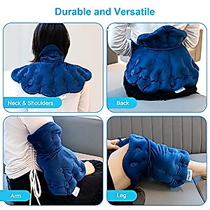 Cosy Life Microwave Heating Pad for Neck Shoulders and Back Pain Relief, 2 in 1 Hot/Cold Therapy Heat Pad Microwavable, 4LB Weighted Neck Wrap with 100% Natural Herbs (Unscented Blue)