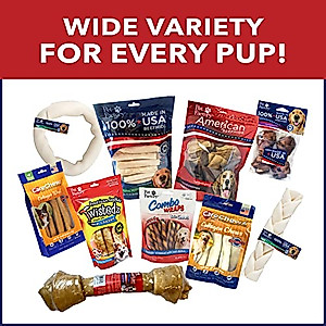 Pet Factory 100% Made in USA Beefhide 6-7" Assorted (Bones & Rolls) Dog Chew Treats - Natural Flavor, 10 Count/1 Pack