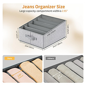 DIMJ Wardrobe Clothes Organizer, Fabric Drawer Organizer Clothes, Pants Jeans Sweater Organizer for Closet, Foldable Closet Storage Organizers, 5 Grids Clothing Drawer Organizers, 4 Pack Ash Grey