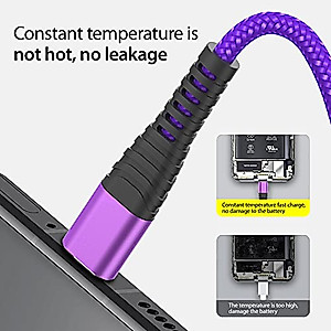 USB C to Lightning Cable（2pack 10ft）-Oliomp (Apple MFi Certified) iPhone Charger Nylon Braided Lightning Cables for iPhone 13/13ProMax/13Mini/12/11 Pro Max/XS/XR/X/8/7/6S/6Plus/5S（Purple and Gray）