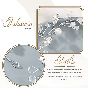 Jakawin Bride Pearl Wedding Hair Vine Rhinestone Hair Piece Crystal Bridal Hair Accessories for Women HV192 (1 Silver)