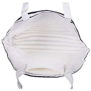 Kate Spade New York Canvas Tote Bag for Women, Cute Tote Bag for Teacher, Canvas Beach Bag, Book Tote with Pocket, Navy Painted Stripe