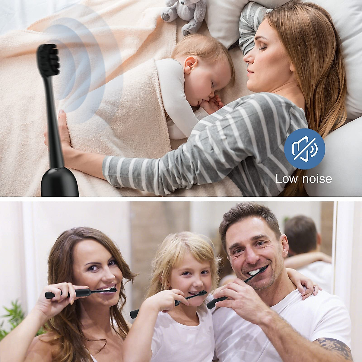 MOPIKO Electric Toothbrush for Adults,Travel Toothbrush Kit,Rechargeable Sonic Electric Toothbrushes with Travel Case and 4 Brush Heads,6 Modes,Cordless Fast Charge,Smart Timer (Black)