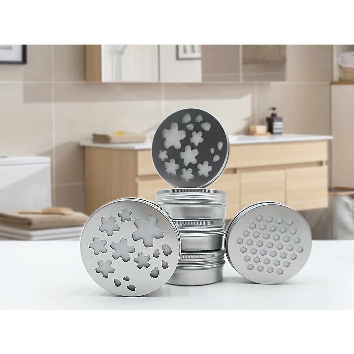 Aukousn, 12 Pack 2 Oz Aluminum Tins With Lids Empty Storage Containers for Air Freshener 3 Styles