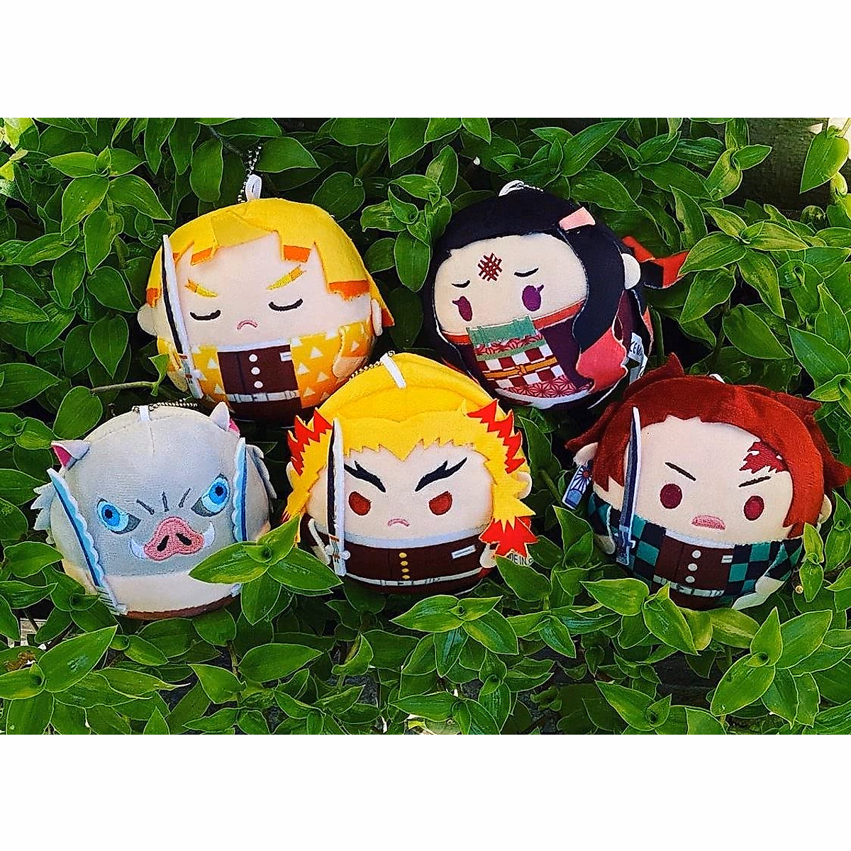 ZIFUNMUR Anime Plush Doll Toy Tanjirou Nezuko Stuffed Plushie Figures Keychain Decoration Kids Gifts Halloween Cosplay Props (Hashibira Inosuke, 10cm /3.94inch)