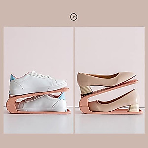 LUVADU ZCX Shoe Slots Organizer 2 PCS Shoe Slots Organizer, Adjustable Shoe Stacker Storage Space Saver Shoe Racks (Color : A)