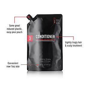 Beast Conditioner Refill Pouch - Hydrating & Awakening With Caffeine, Ginseng & Argan Oil, 1L (33.8 Fl Oz)