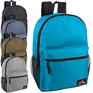 Trail maker 24 Pack Wholesale Backpacks for College, Adults, Sports 18 Inch Color Block Backpacks in Bulk