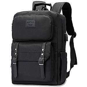 Laptop Backpack Women Men College Backpacks Bookbag Vintage Backpack Book Bag Fashion Back Pack Anti Theft Travel Backpacks with Charging Port fit 15.6 Inch Laptop Black