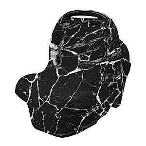 Nursing Cover Breastfeeding Scarf Abstract Black Marble Stone Baby Car Seat Covers Soft Breathable Infant Carseat Canopy Stroller Cover for Boys Girls