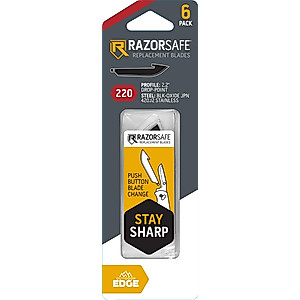 OUTDOOR EDGE 2.2" Drop-Point Blade Pack (Black, 6 Blades), Compatibility Blade Code 220