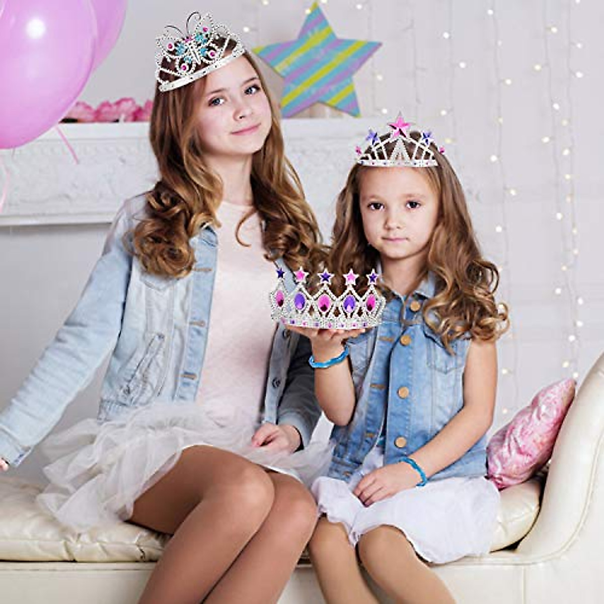 Liberty Imports 50 PCS Princess Jewelry Dress Up Accessories, Pretend Play Set Jewelry Party Favors for Girls Cosplay Party Favors with Crown Wand Ring Earring Necklace