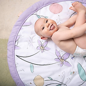 JumpOff Jo – Baby Quilted Floor Mat for Tummy Time Play, Soft & Safe Crawling Mat for Babies, 36" Portable Baby Play Mat for Playdates, Traveling - Fairy Blossom Pink