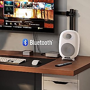 BESTISAN SR06 Bluetooth Bookshelf Speakers with 3 inch Woofer, Powered Studio Speakers for Record Player, Turntable, Desktops with Optical/RCA inputs, White, 60W