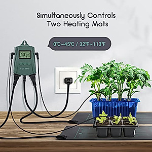 LUXBIRD 2 Pack 10"x 20.75" Seedling Heat Mat and Digital Thermostat Controller Combo Set