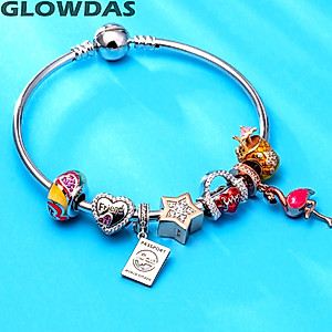 Travel Passport Charms Dangle, 925 Sterling Silver Around The World Pendant Printed 'World Citizen' CZ Beads, fit Pandora Christmas Bracelet, Gifts for Lover/Friends/Couple