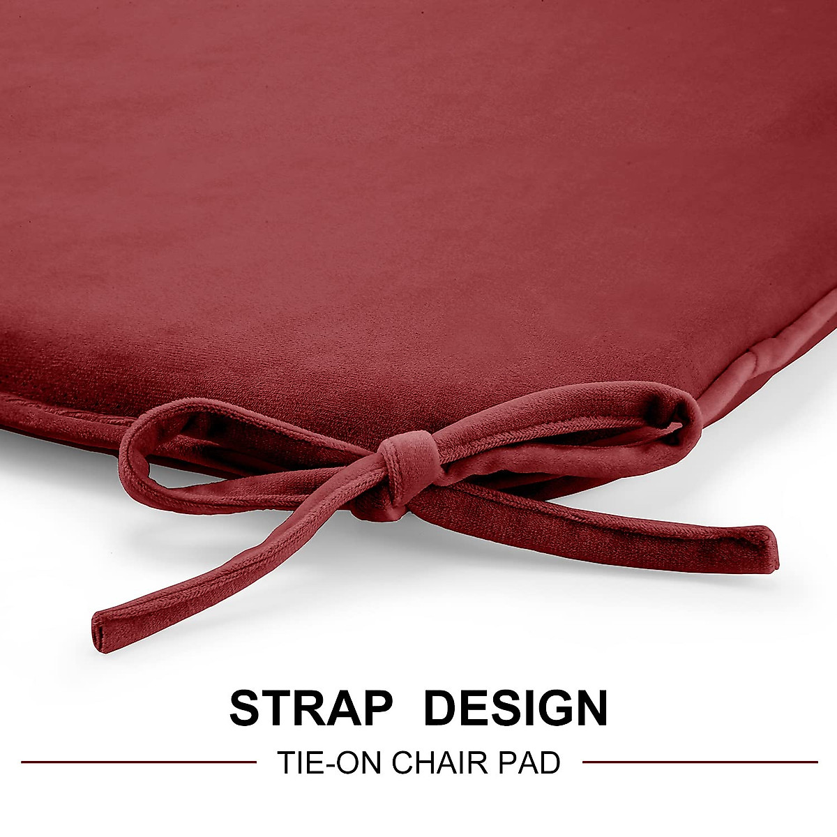 LOVTEX Chair Cushions for Dining Chairs 4 Pack - 17"x16"x1.5" Kitchen Chair Cushions - Dining Chair Pads with Ties, Red