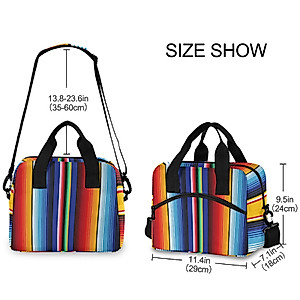 xigua Mexican Serape Stripes Lunch Bag Reusable Insulated Cooler Lunch Box Leakproof Lunch Tote Bag for Men Women Office School Work Picnic Travel,19 can