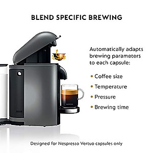 Nespresso BNV420TTN VertuoPlus Deluxe Espresso Machine by Breville,8 oz, Titan