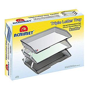 Acrimet Facility 3 Tier Letter Tray Side Load Plastic Desktop File Organizer (Clear Green Color)