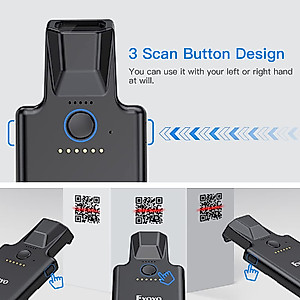 Upgraded Eyoyo QR Code Scanner Bluetooth Android Barcode Scanner, Portable Back Clip Wireless 1D 2D UPC ISBN Inventory Barcode Reader PDF417 Data Matrix Code Compatible with iPhone, Android Phone